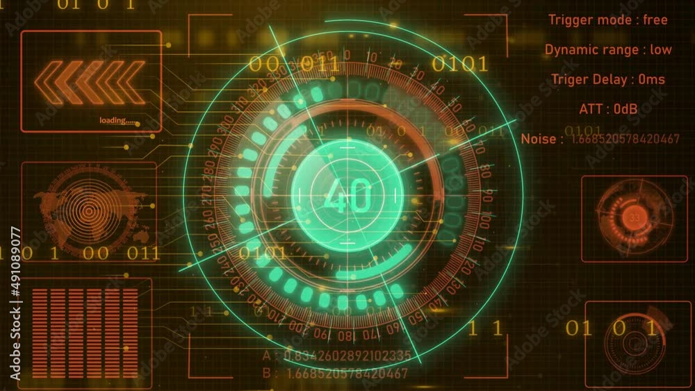 Radar HUD Screen Animation 4K. Motion graphic of colorful sonar radar ...