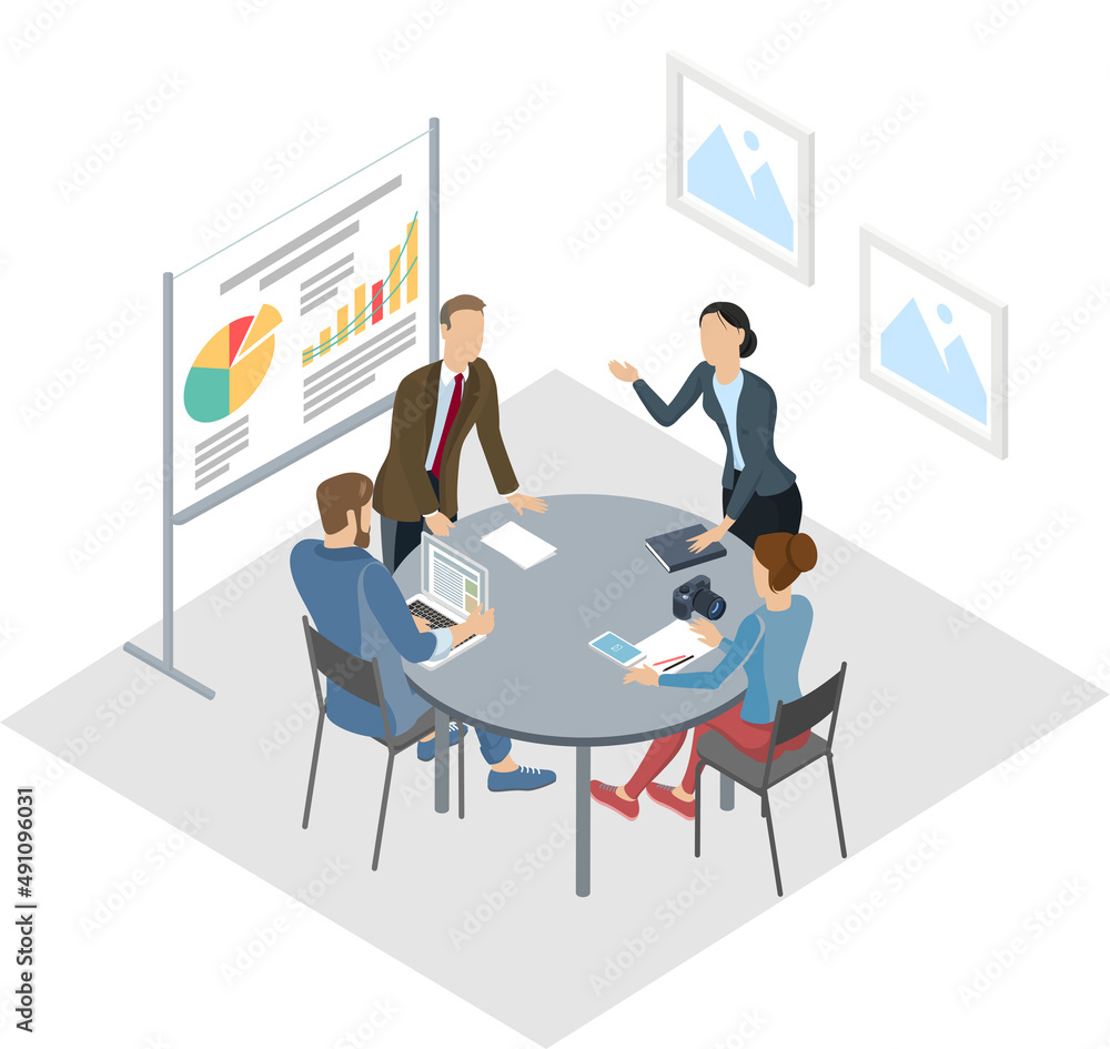 Project management and financial report strategy. Consulting team. Collaboration concept with ...