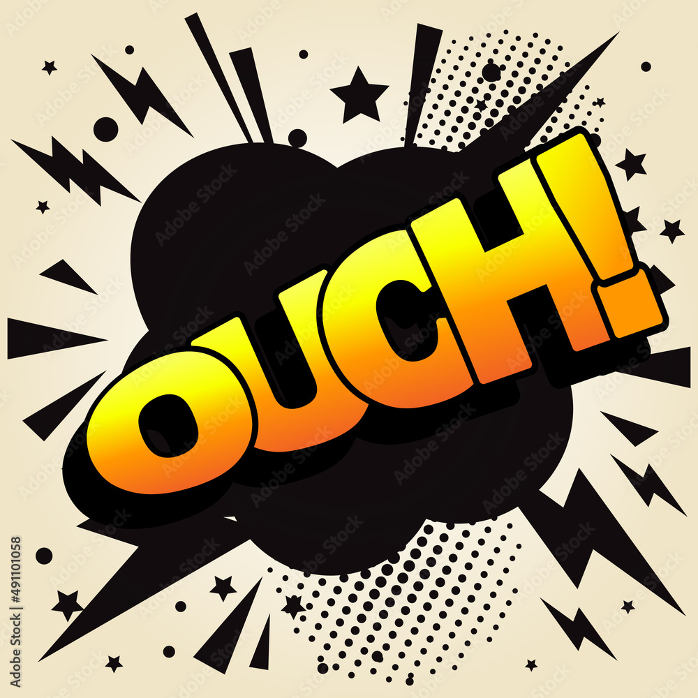 Ouch Comic Text Stock Vector | Adobe Stock
