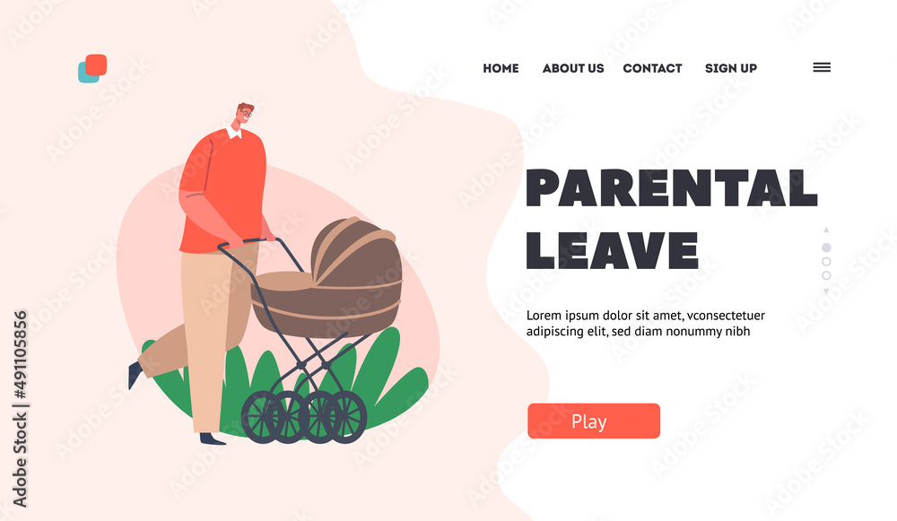 Parental Leave Landing Page Template. Dad on Maternity Leave, Single ...