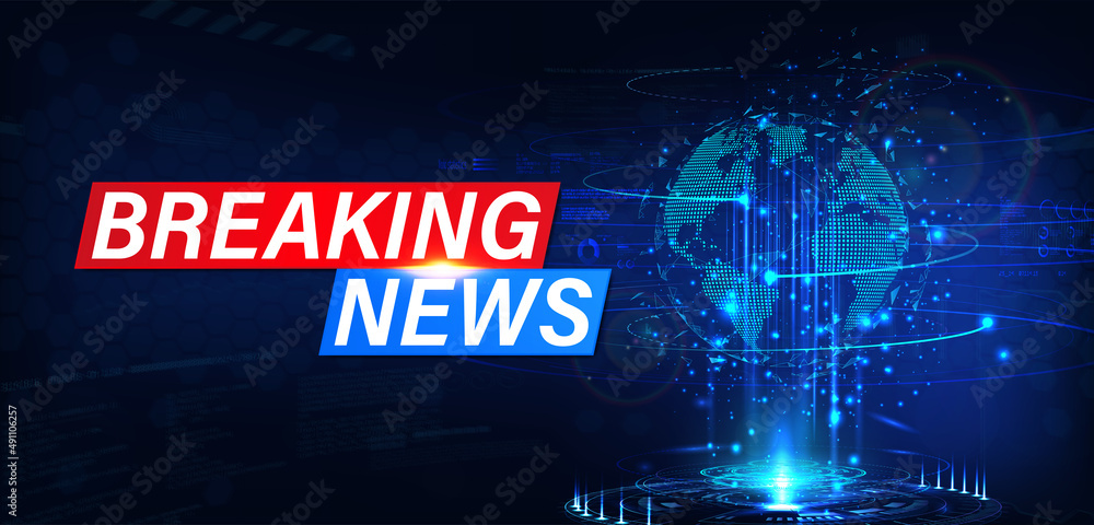 Modern Futuristic template breaking news with hologram 3D Earth Globe ...