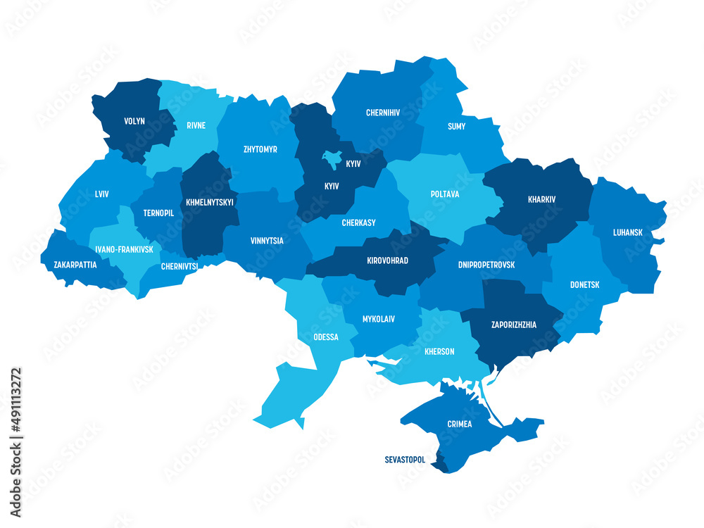 Ukraine - administrative map of oblasts Stock Vector | Adobe Stock