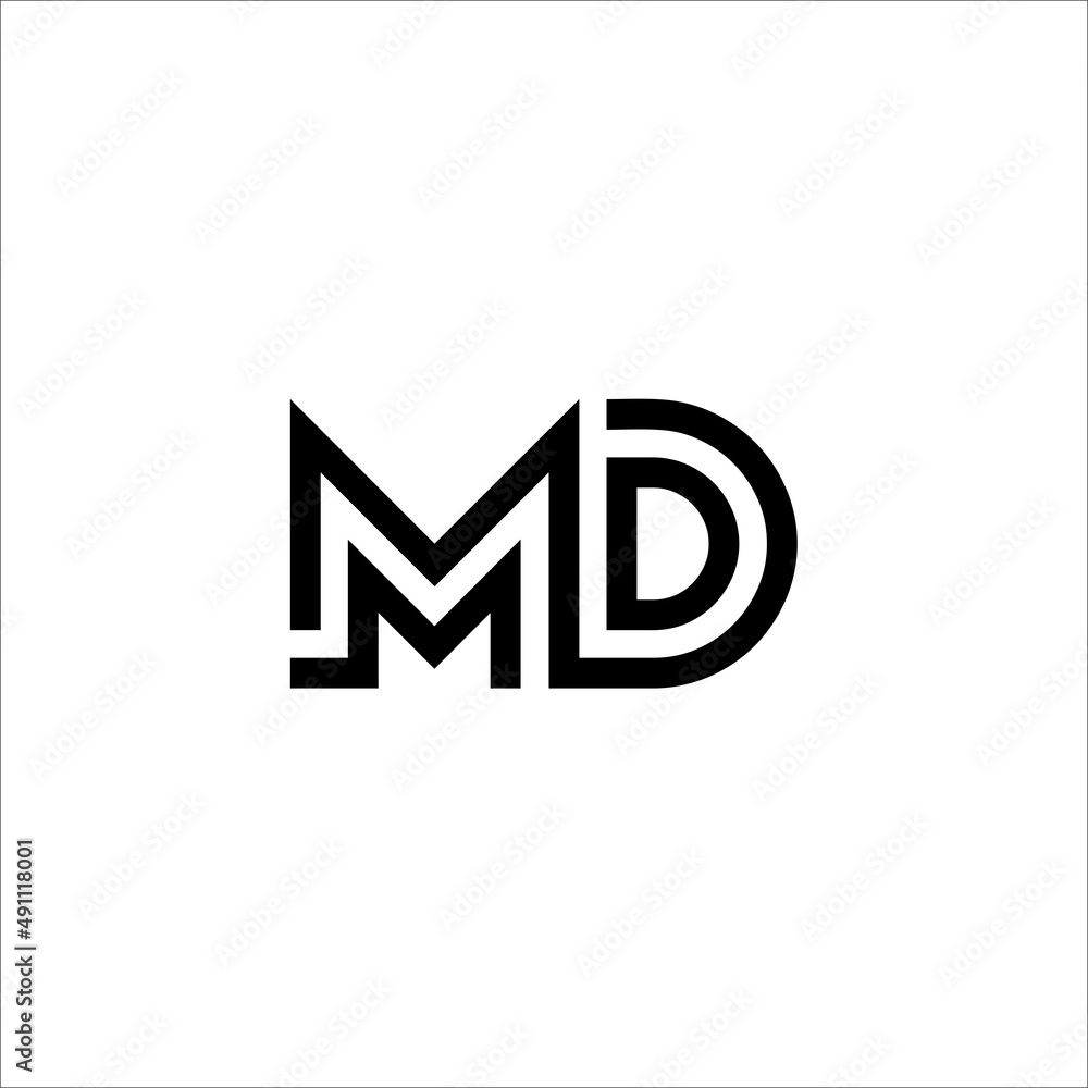 MD M D Letter Logo Design in Black Colors. Creative Modern Letters ...