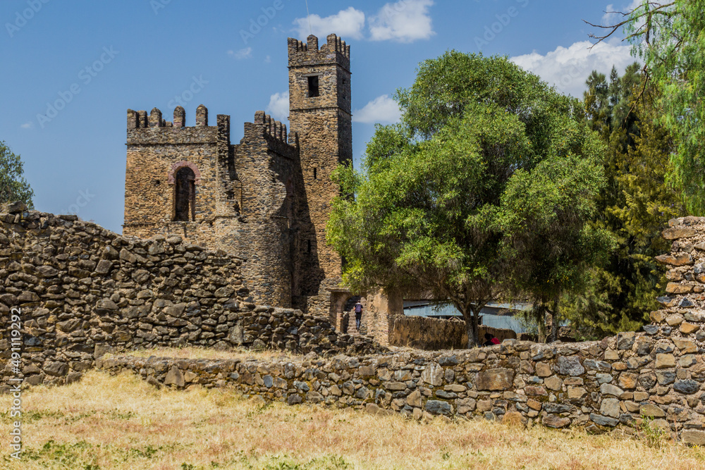 Royal archive building of the emperor Fasilides castle in Gondar ...