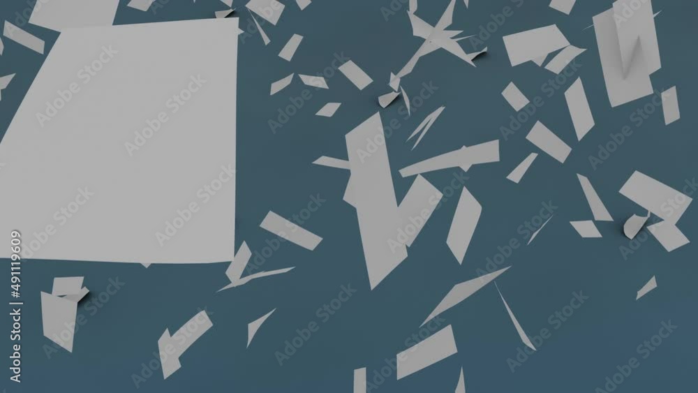 Flying sheets of white paper swirling in the air in a whirlwind ...