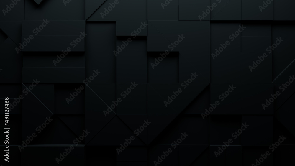 3D blocks of different shapes and sizes interlock to create a wall ...