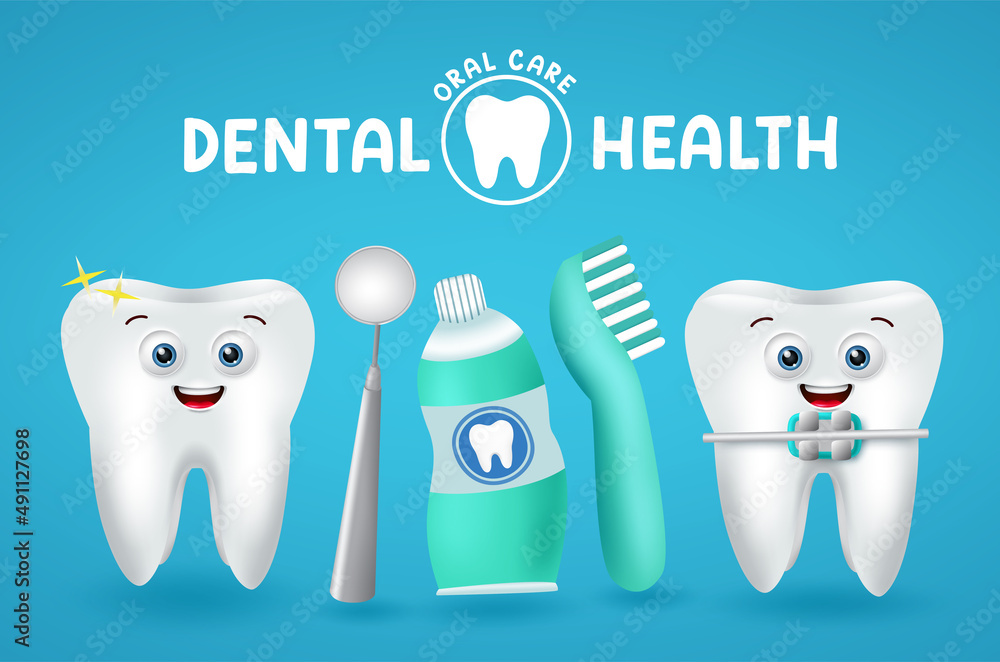 Dental health emoji vector design. Dental health text with teeth ...