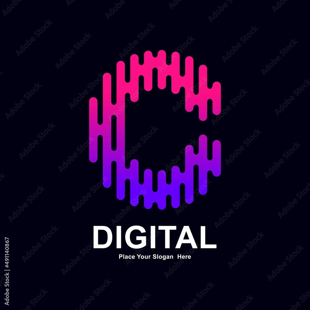 Abstract letter C modern line and digital vector logo design. Suitable for typography technology ...
