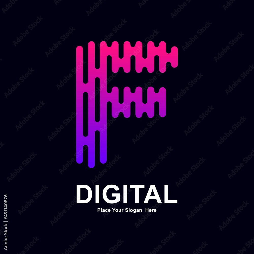 Abstract letter F modern line and digital vector logo design. Suitable ...