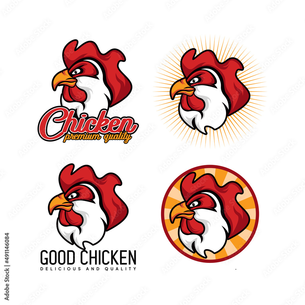 Bundle chicken logo mascot vector design Stock Vector | Adobe Stock
