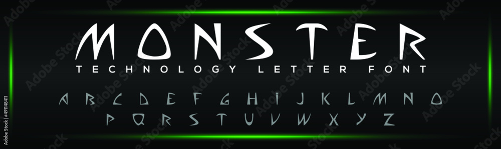 MONSTER luxury TECH alphabets letter set design and modern unique ...