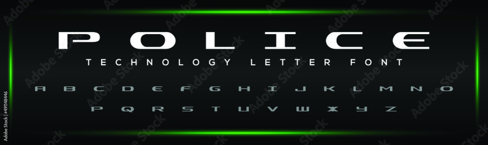 POLICE luxury TECH alphabets letter set design and modern unique ...