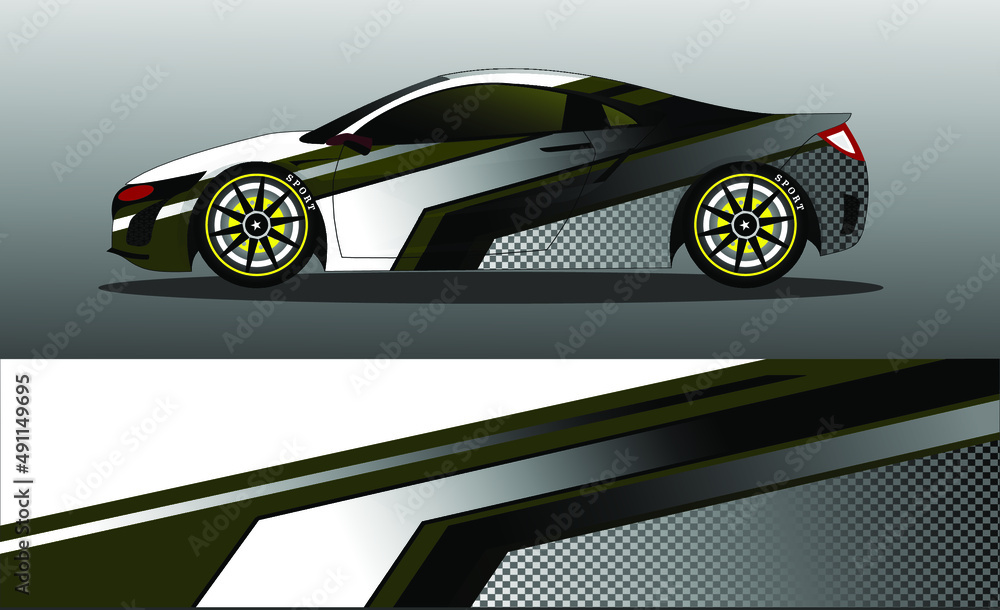 Sports Car Wrapping Decal Design Stock Vector | Adobe Stock