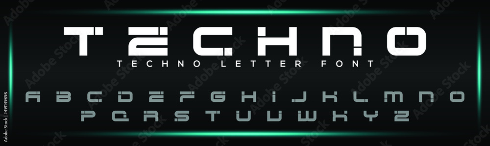 TECHNO luxury classic tech sports letter set design. Modern minimal ...