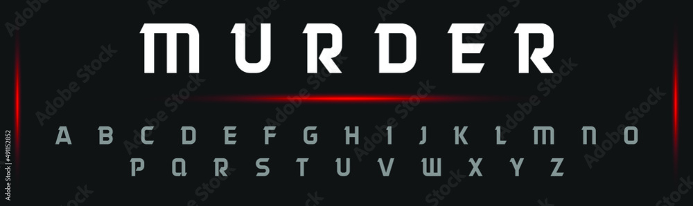 MURDER Luxury Minimal Modern Tech Alphabet Letter Fonts. Typography ...