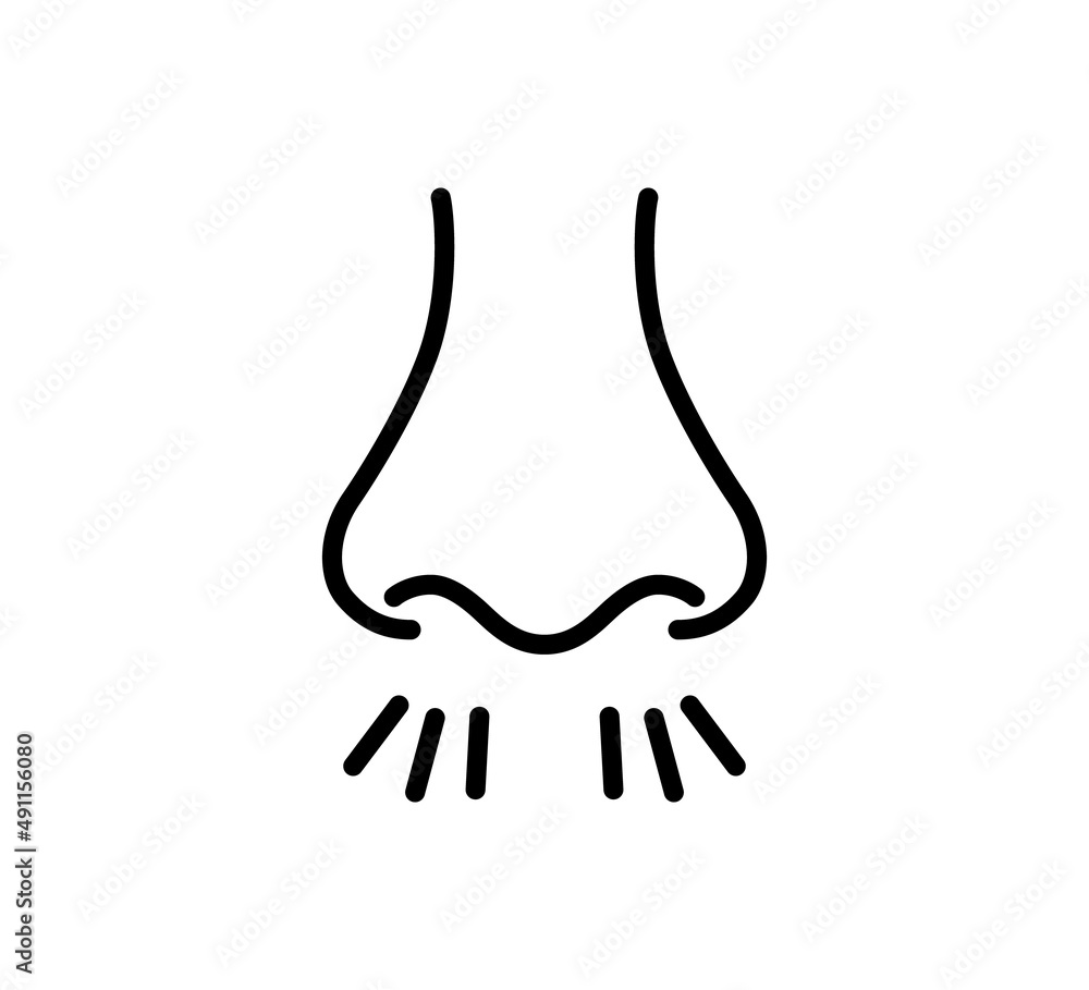 Nose and breath icon. Nasal breathing. Human organ of smell. Unpleasant ...