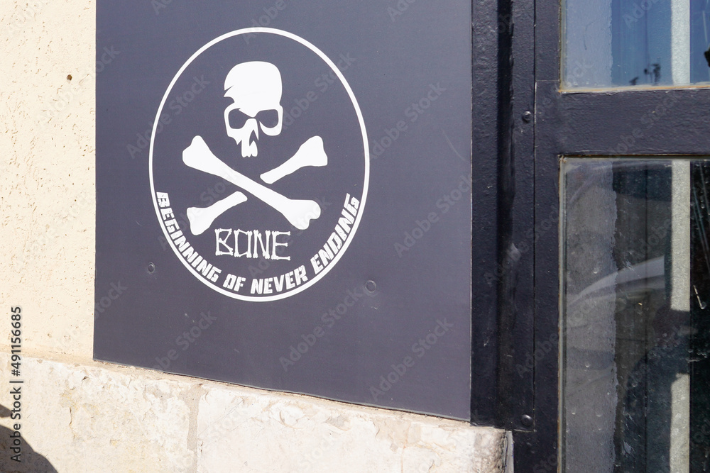 bone beginning of never ending logo brand and text sign best fishing ...