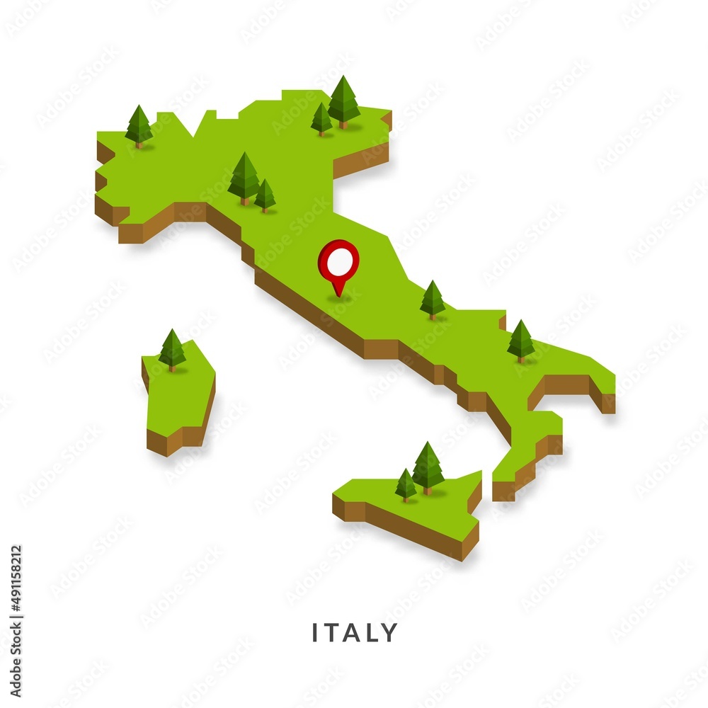 Isometric Map of Italy. Simple 3D Map. Vector Illustration - EPS 10 ...