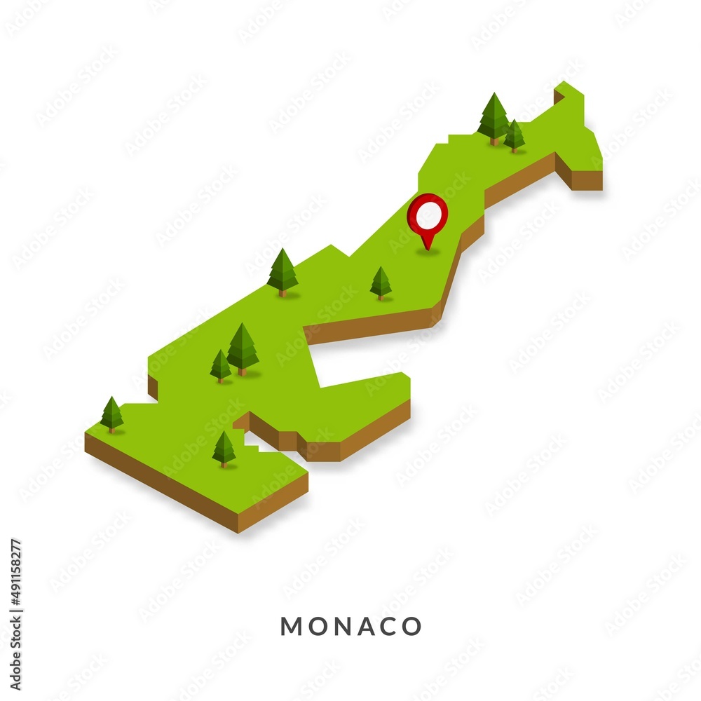 Vetor de Isometric Map of Monaco. Simple 3D Map. Vector Illustration ...