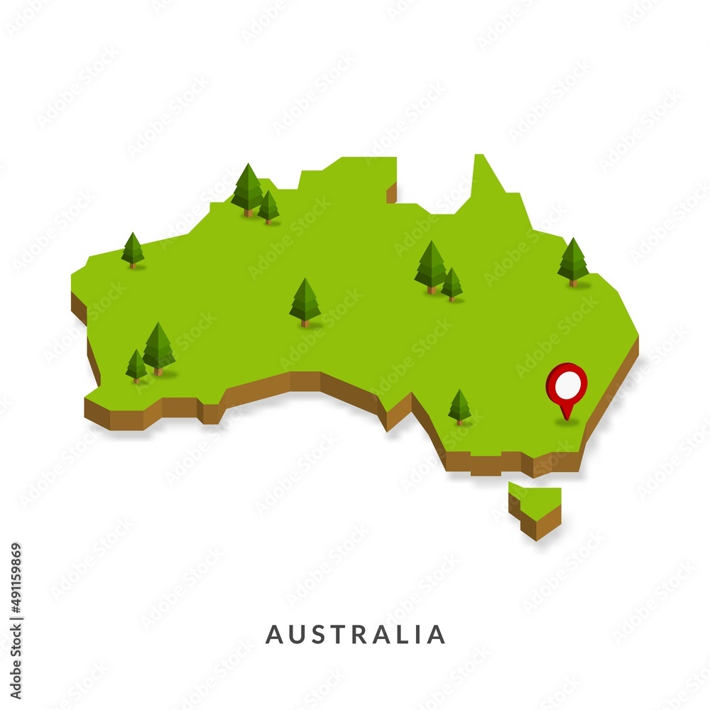Isometric Map of Australia. Simple 3D Map. Vector Illustration - EPS 10 ...