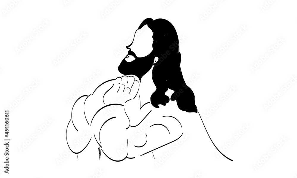 Christian Art. Line art for print or use as poster, card, flyer, Tattoo ...