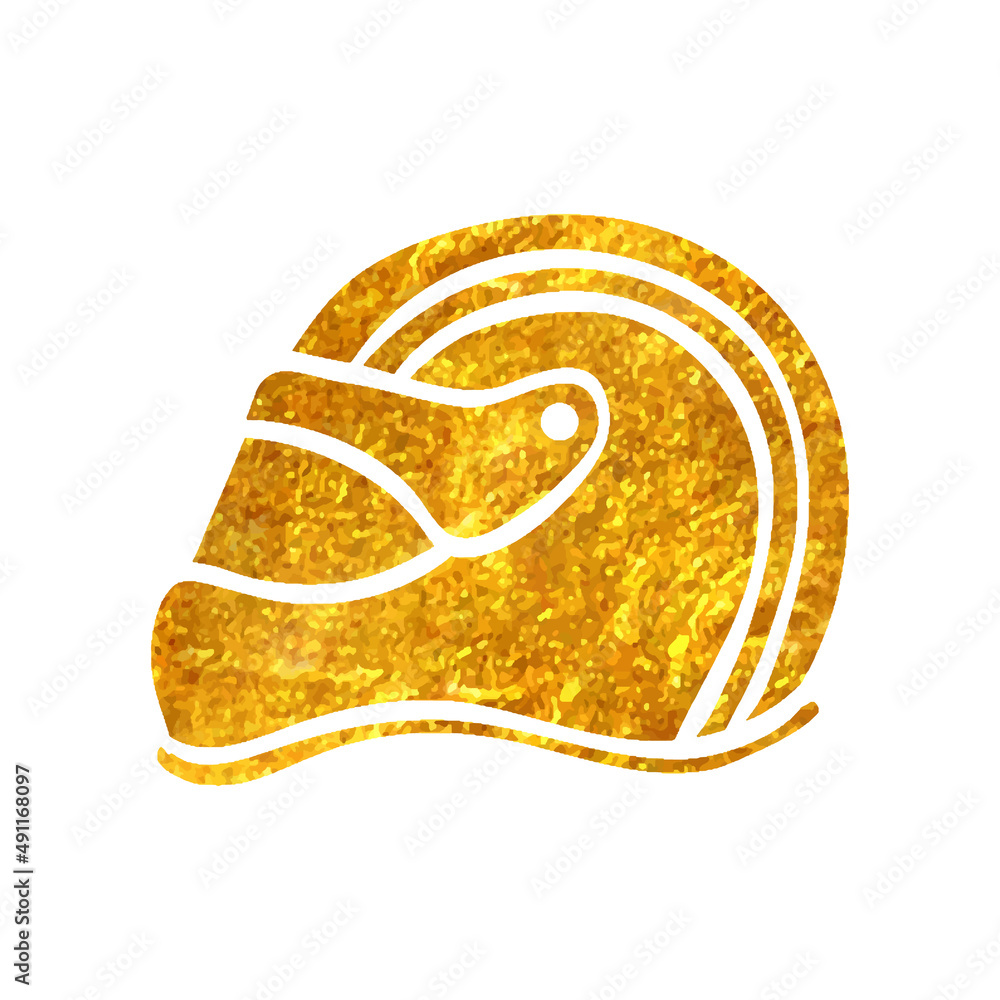 Hand drawn gold foil texture icon Motorcycle helmet Stock Vector ...