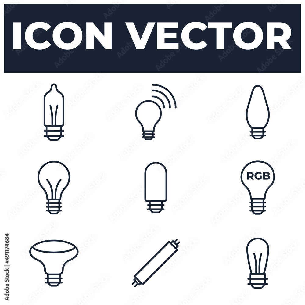 set of Light Bulb elements symbol template for graphic and web design ...