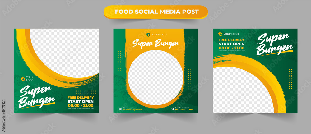 Burger beef promotion food menu for social media content post square ...