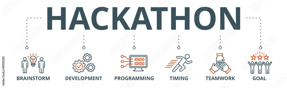 Hackathon banner web icon vector illustration concept for design sprint-like social coding event ...