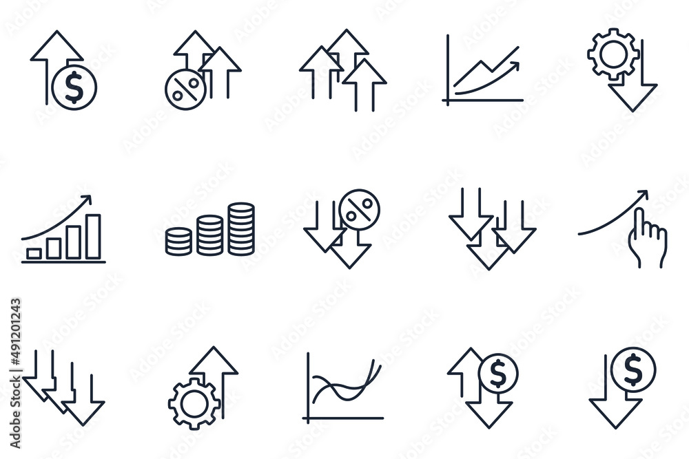 Set Of Increase And Decrease Elements Symbol Template For Graphic And set-of-increase-and-decrease-elements-symbol-template-for-graphic-and