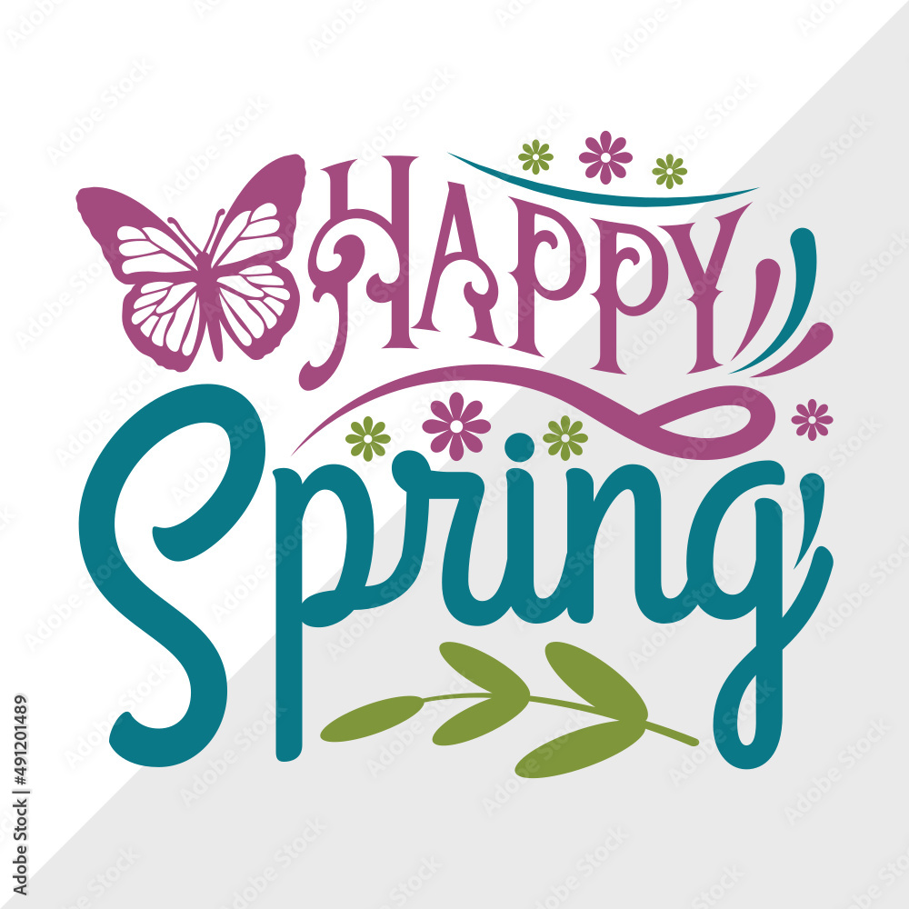 Happy Spring Svg Cut File | Butterfly Svg | Flower Svg | Spring Svg ...