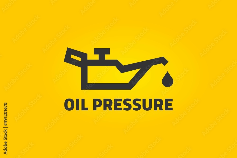 Automotive oil pressure warning icon and text Stock Illustration ...
