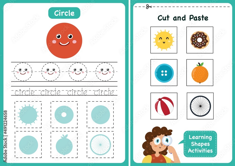 Learning shapes activity page - circle. Geometric shapes worksheets for ...