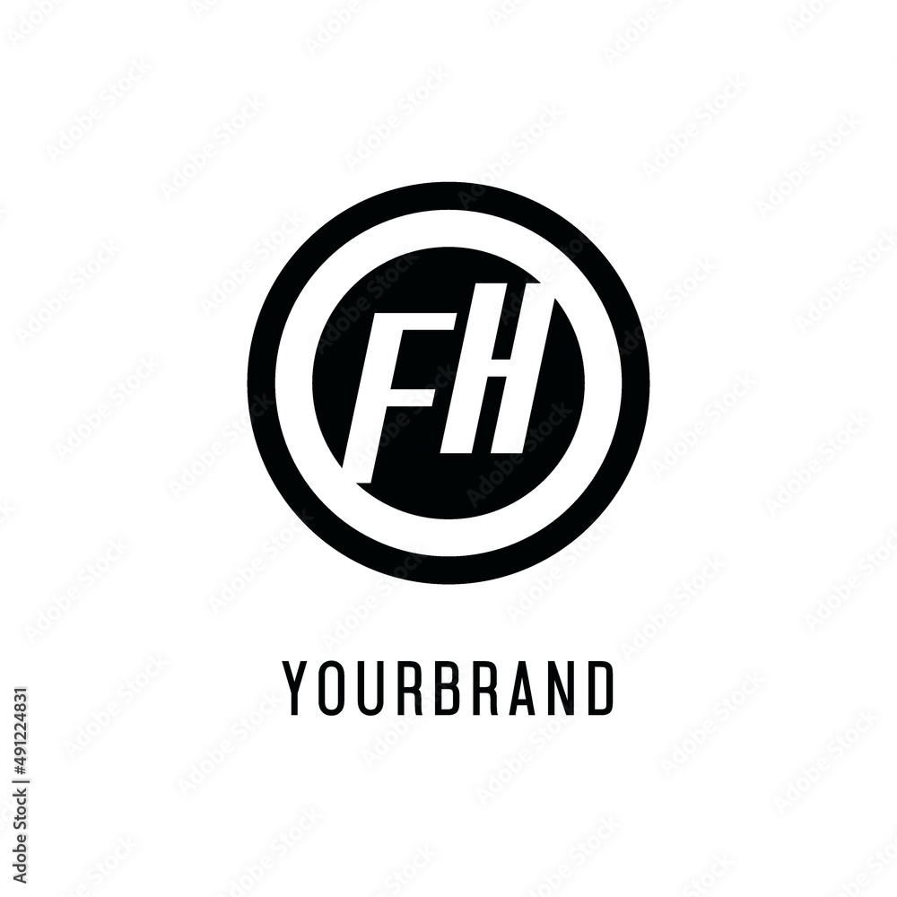 Initial FH logo concentric circle line, clean and simple monogram logo style Stock Vector ...