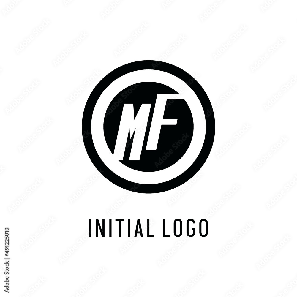 Initial MF logo concentric circle line, clean and simple monogram logo ...