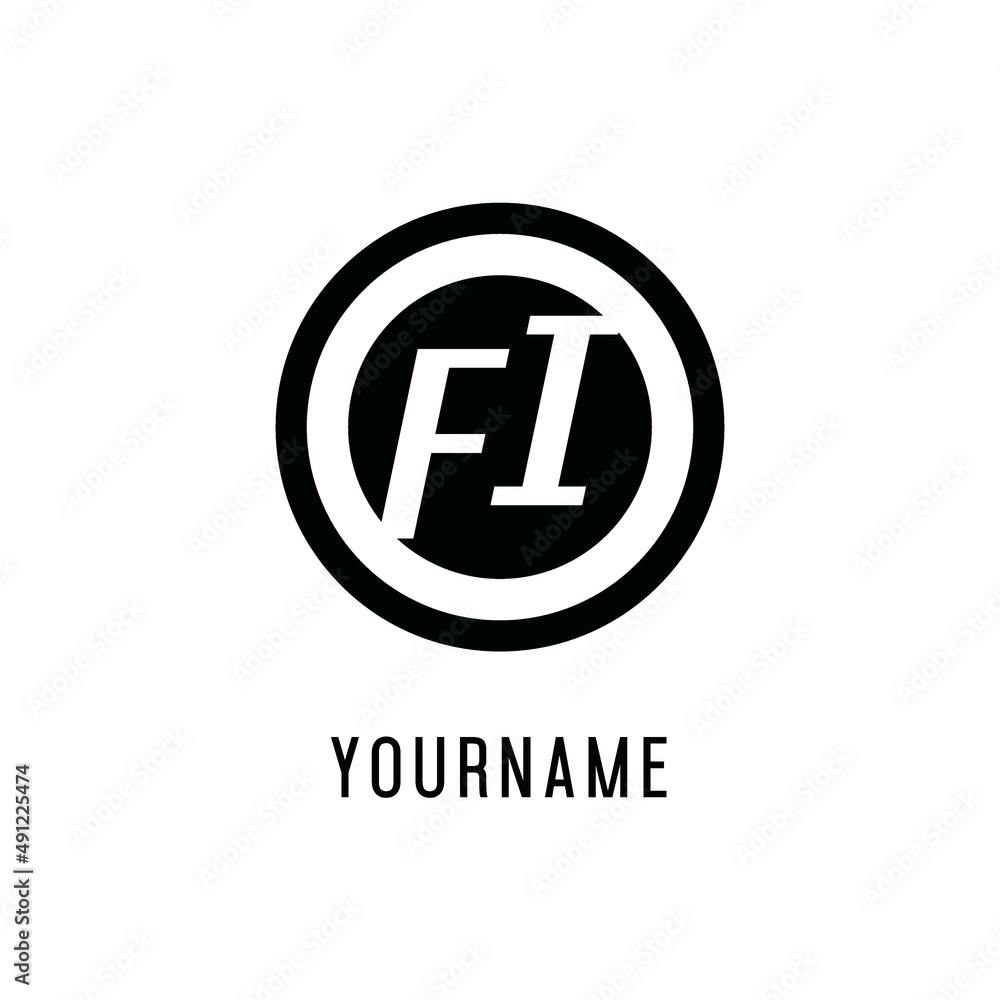 Initial FI logo concentric circle line, clean and simple monogram logo style Stock Vector ...