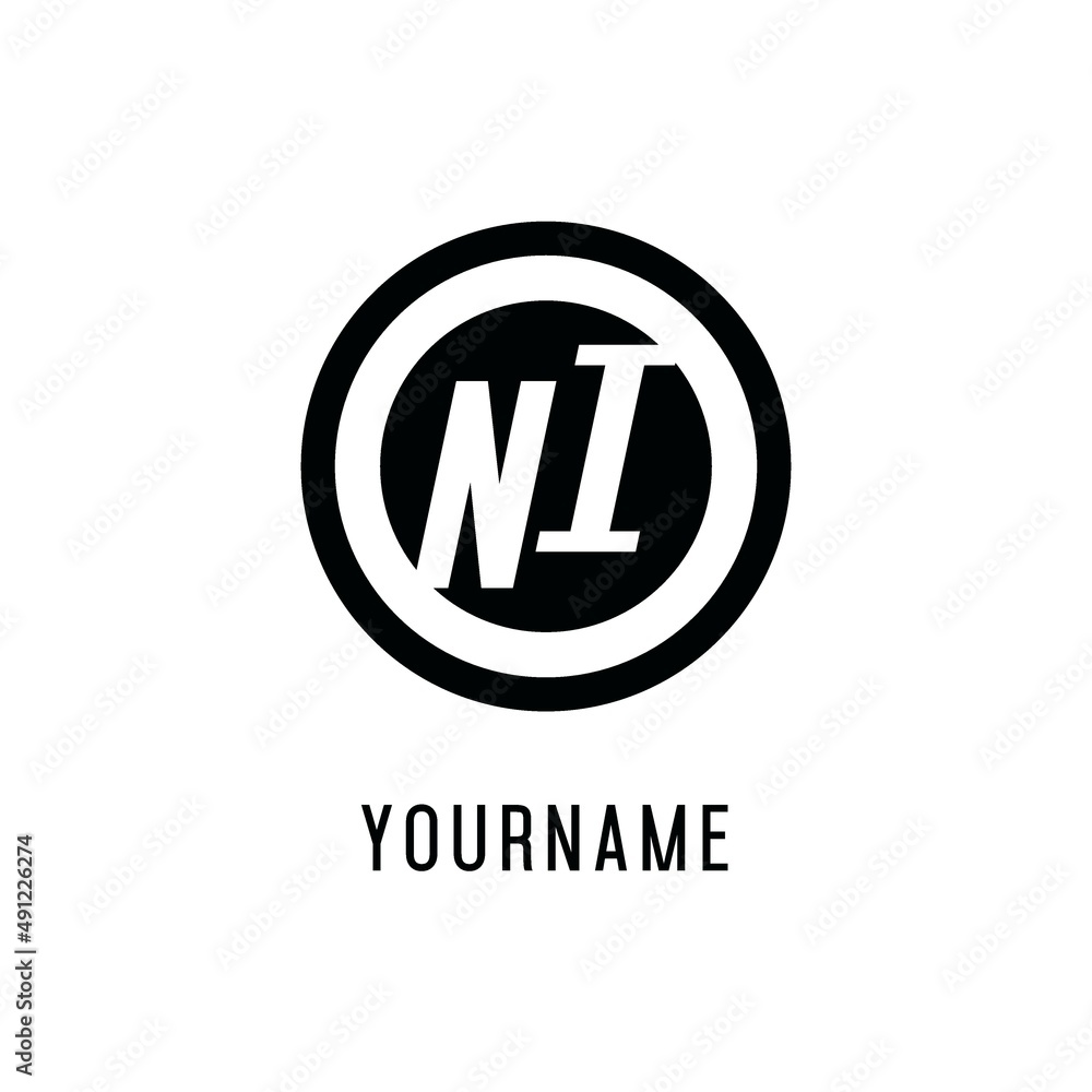 Initial NI logo concentric circle line, clean and simple monogram logo ...