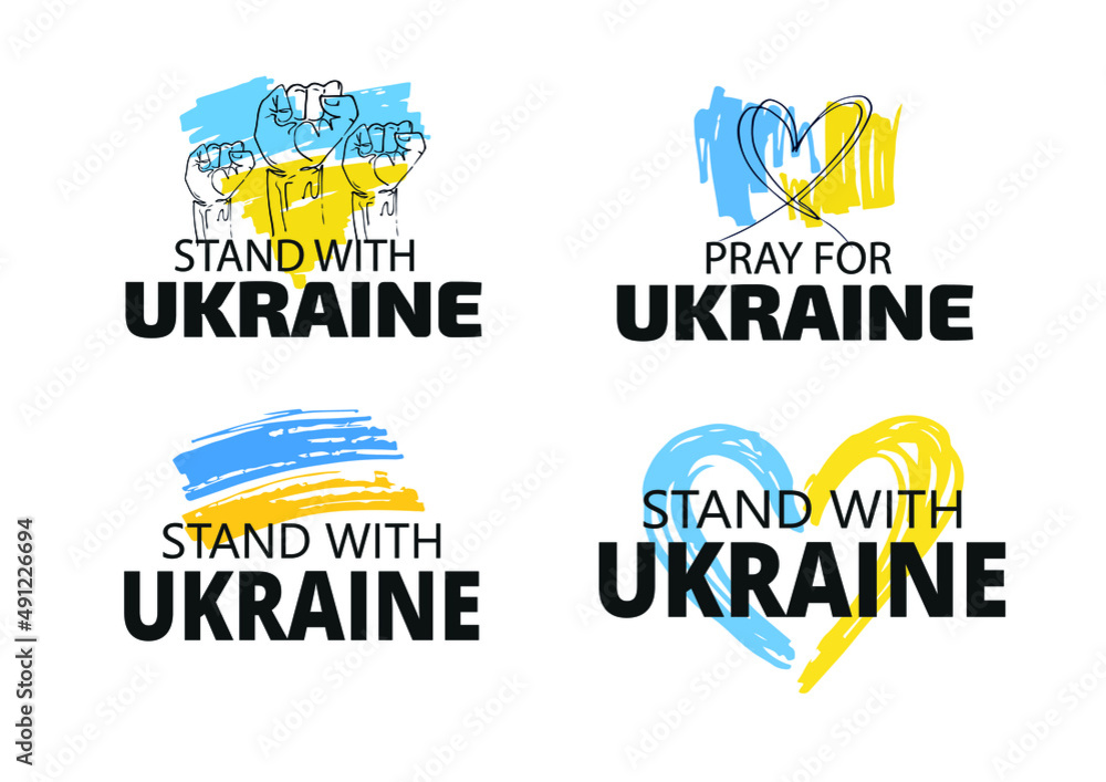 I Support Ukraine, Ukrainian flag with a Pray for Ukraine concept icon ...