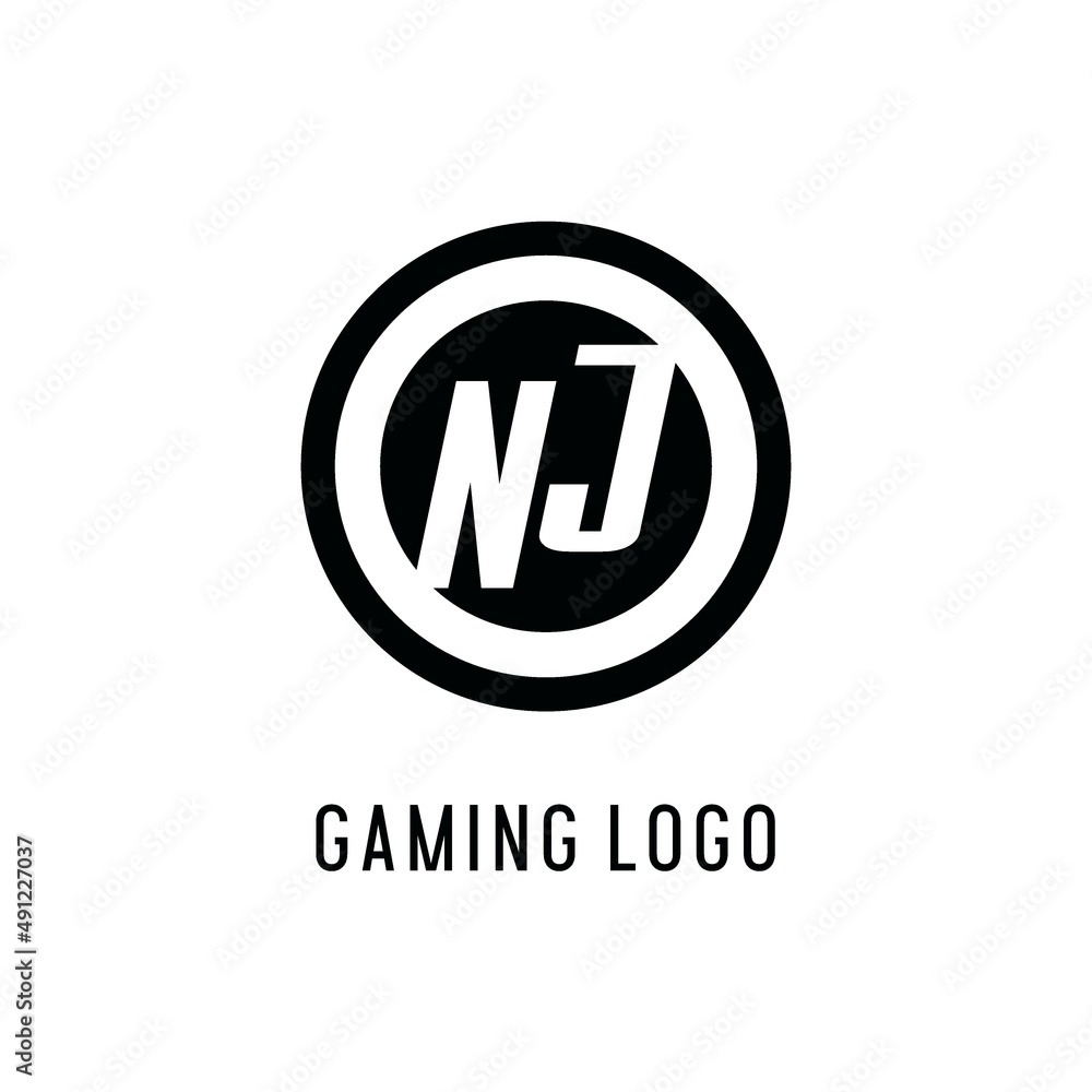 Initial NJ logo concentric circle line, clean and simple monogram logo ...