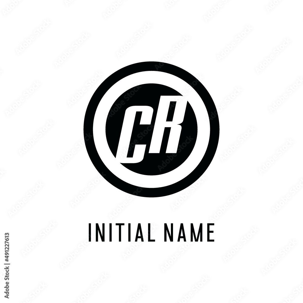 Initial CR logo concentric circle line, clean and simple monogram logo ...