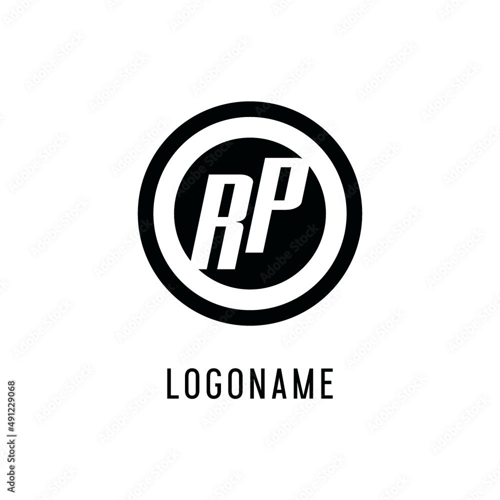 Initial RP logo concentric circle line, clean and simple monogram logo ...