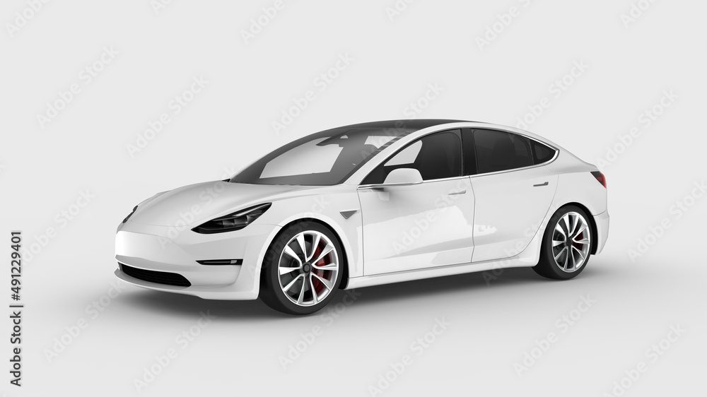 Mockup electric car similar to tesla model y isolated on white ...