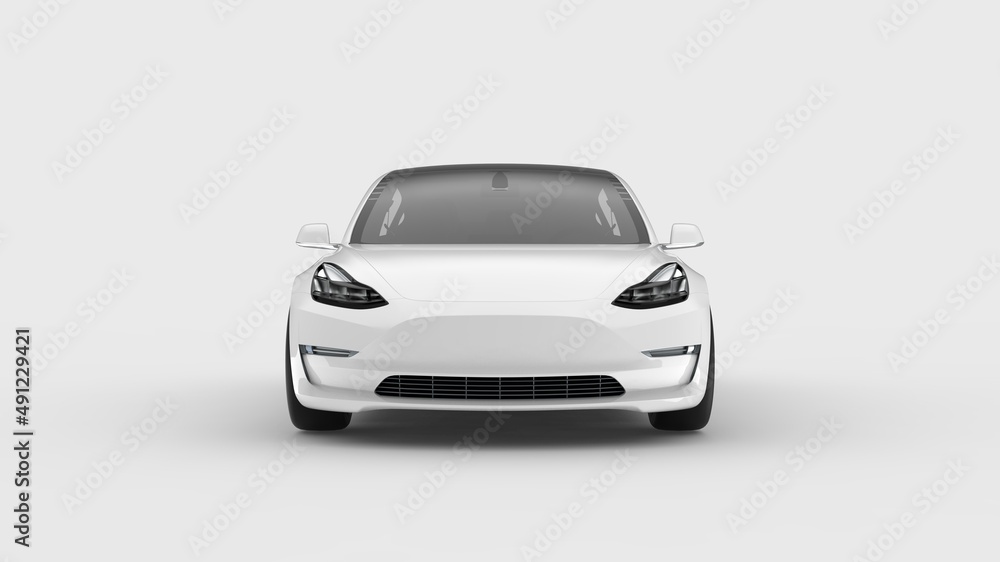 Mockup electric car similar to tesla model y isolated on white ...