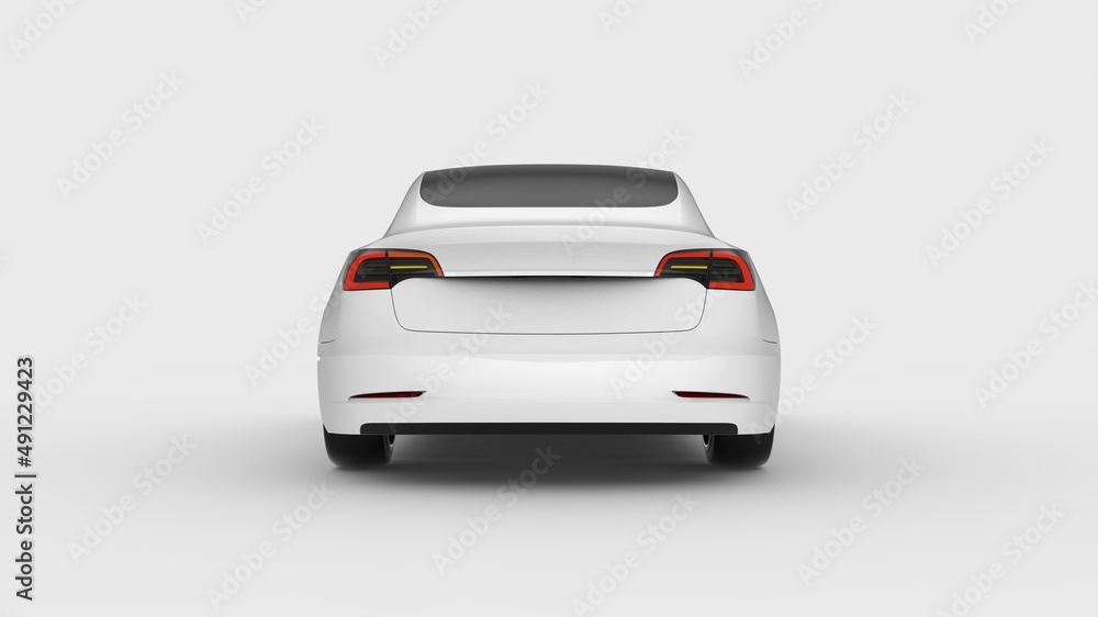 Mockup electric car similar to tesla model y isolated on white ...