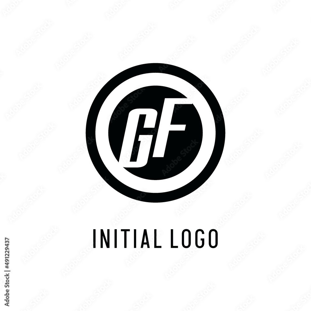 Initial GF logo concentric circle line, clean and simple monogram logo style Stock Vector ...