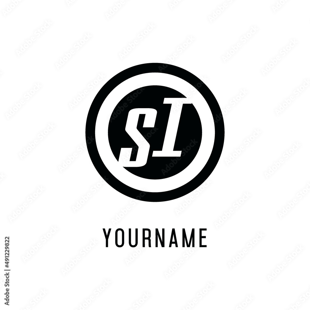 Initial SI logo concentric circle line, clean and simple monogram logo style Stock Vector ...