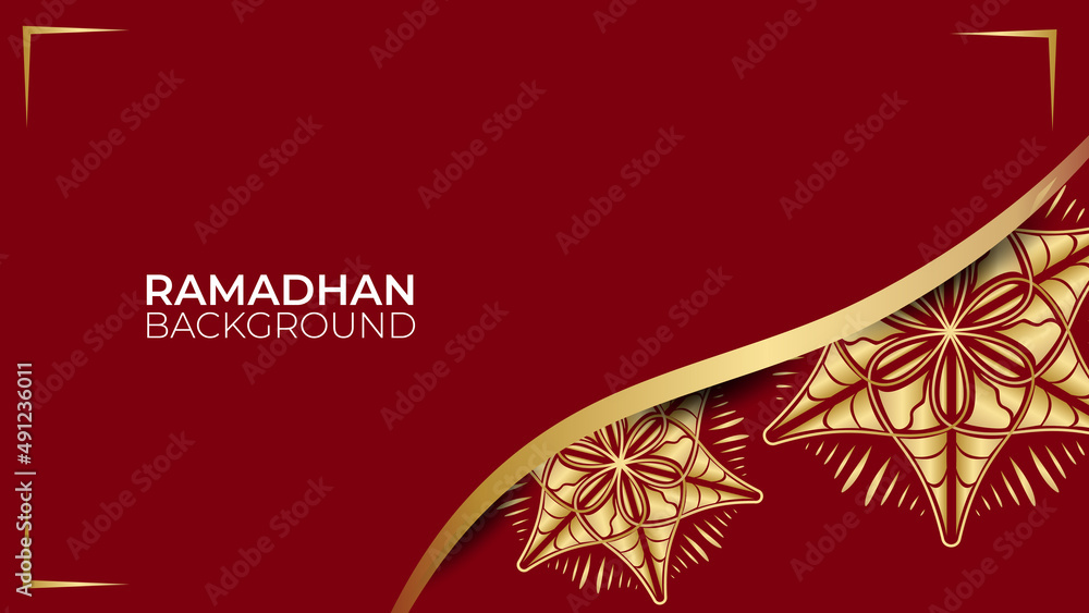 Mandala red arabic green Islamic design background. Universal ramadan ...