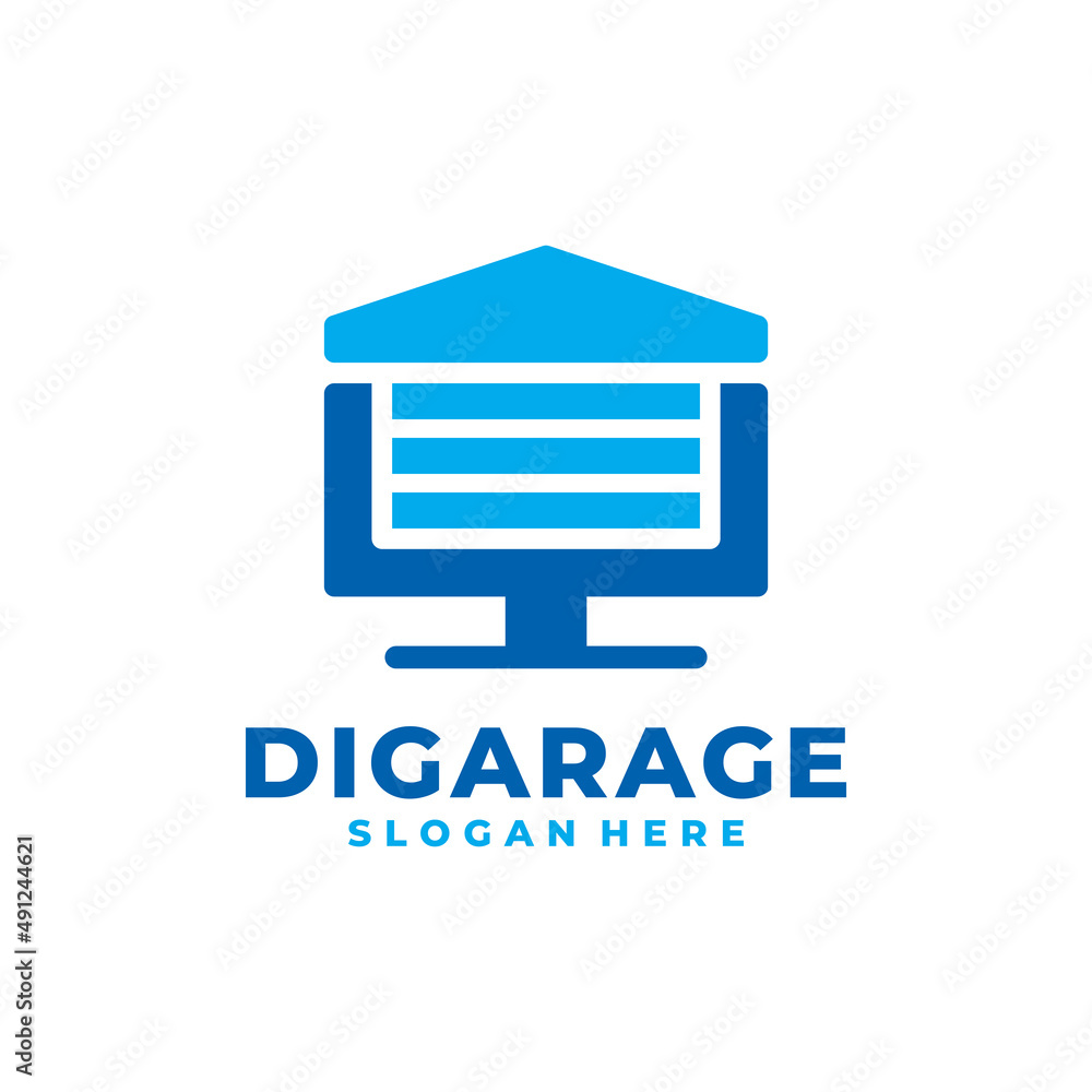 Digital garage logo vector. Future storage service logo template design ...