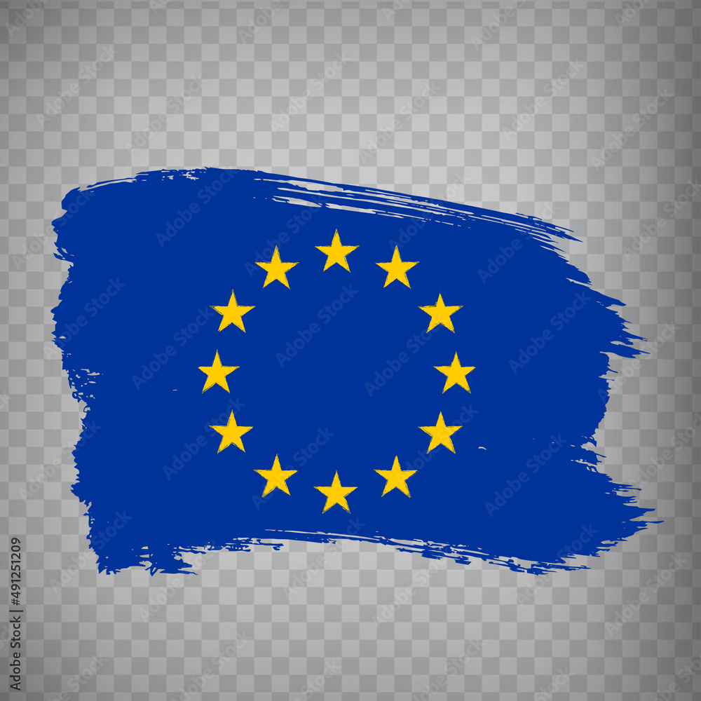Flag European Union, brush stroke background. Flag of European Unionon ...