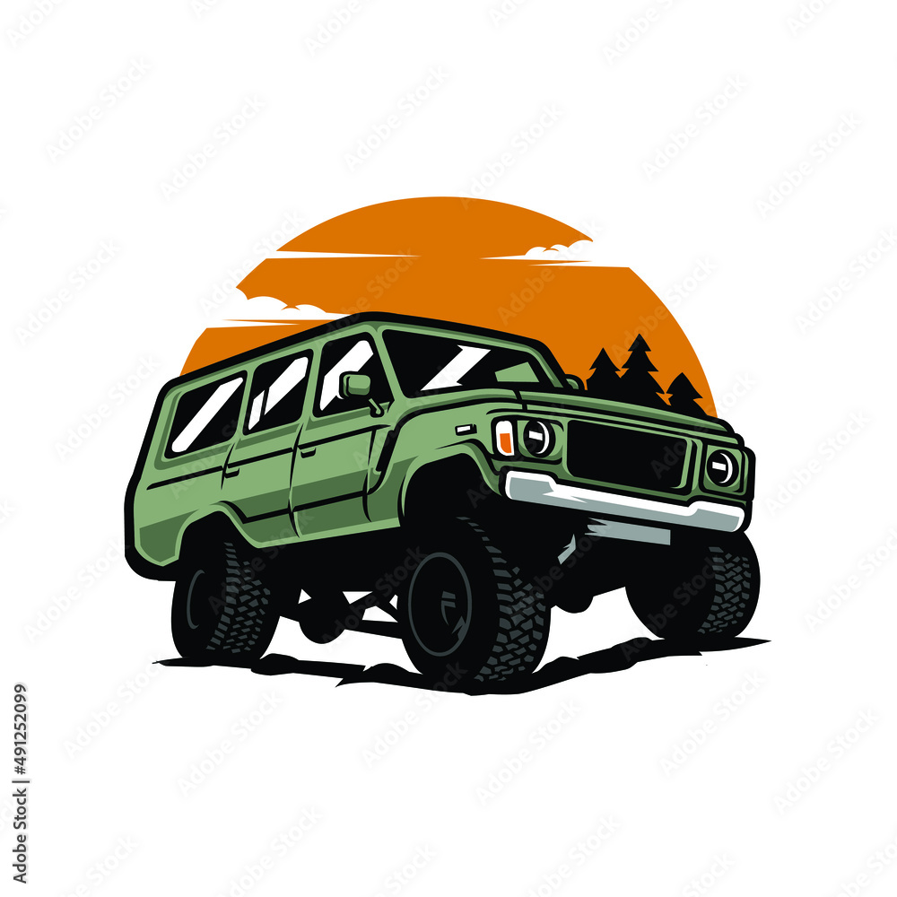 Offroad adventure SUV vector illustration isolated in white background ...